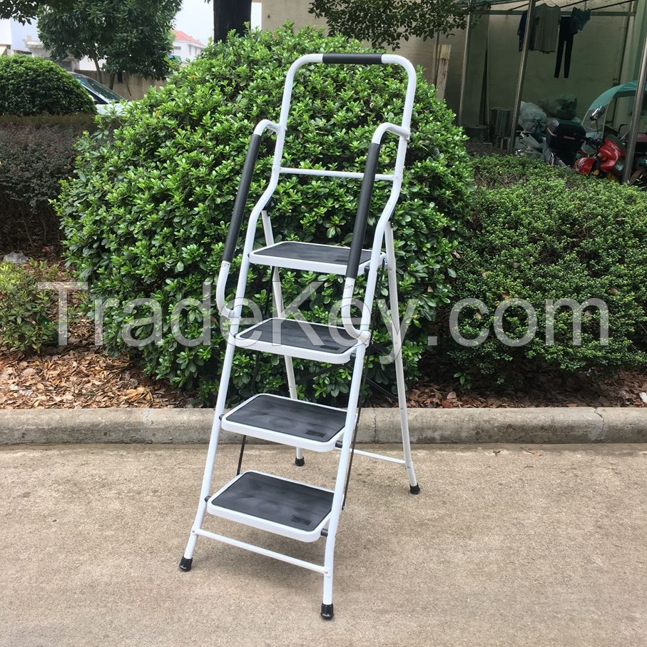 4 Step Ladder with Handrails 330 lb Capacity Step Stool Folding Portab ...